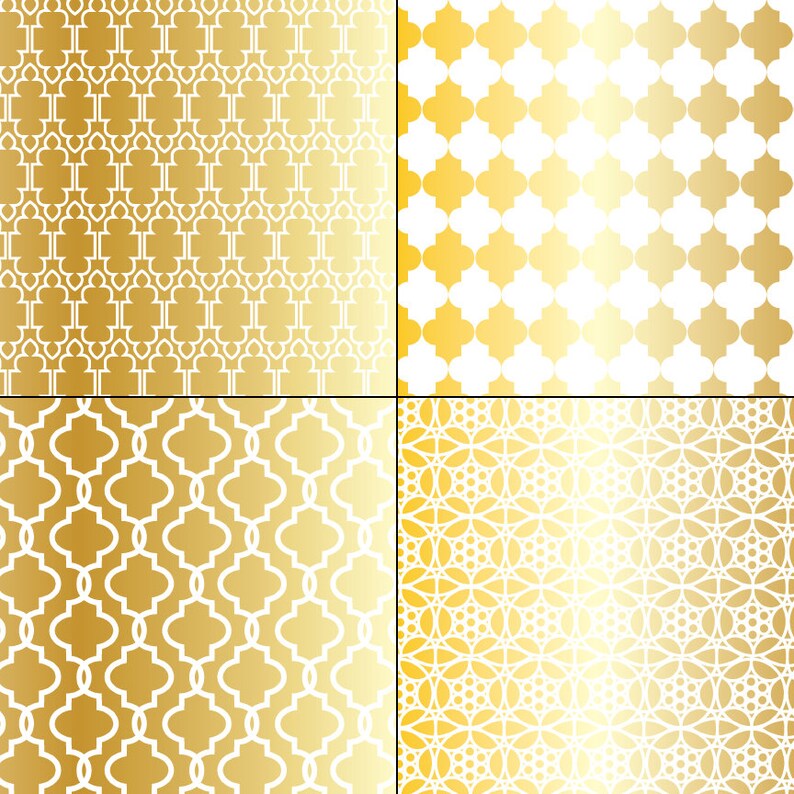 Gold Moroccan Tile Digital Patterns - Etsy