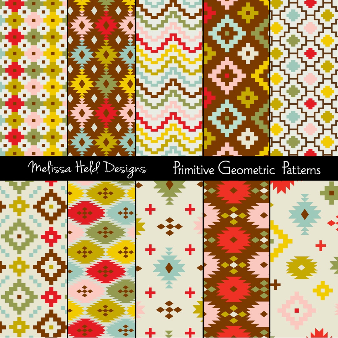 Primitive Geometric Digital Patterns - Etsy