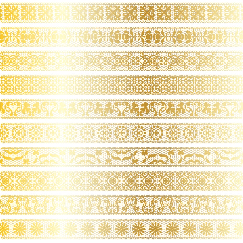 Gold Lace Border Patterns Digital Clipart - Etsy UK