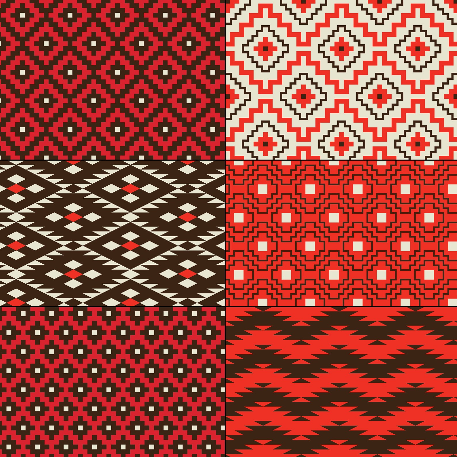 Red Native American Digital Patterns - Etsy