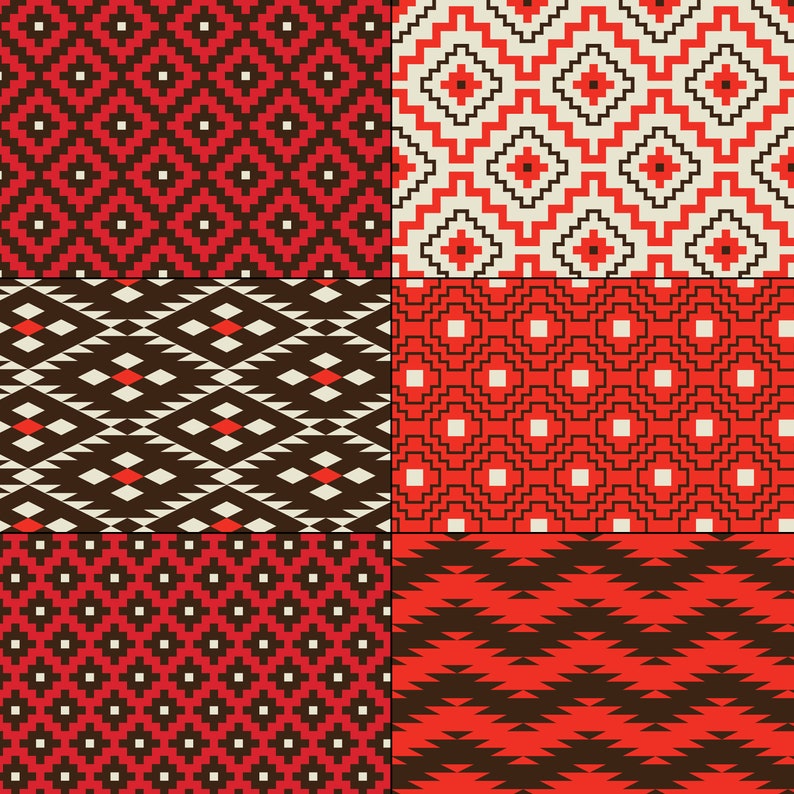 Red Native American Digital Patterns - Etsy