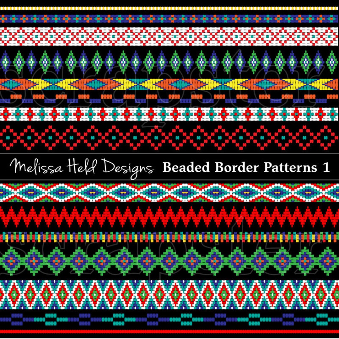 Beaded Border Patterns Digital Clipart 1 - Etsy