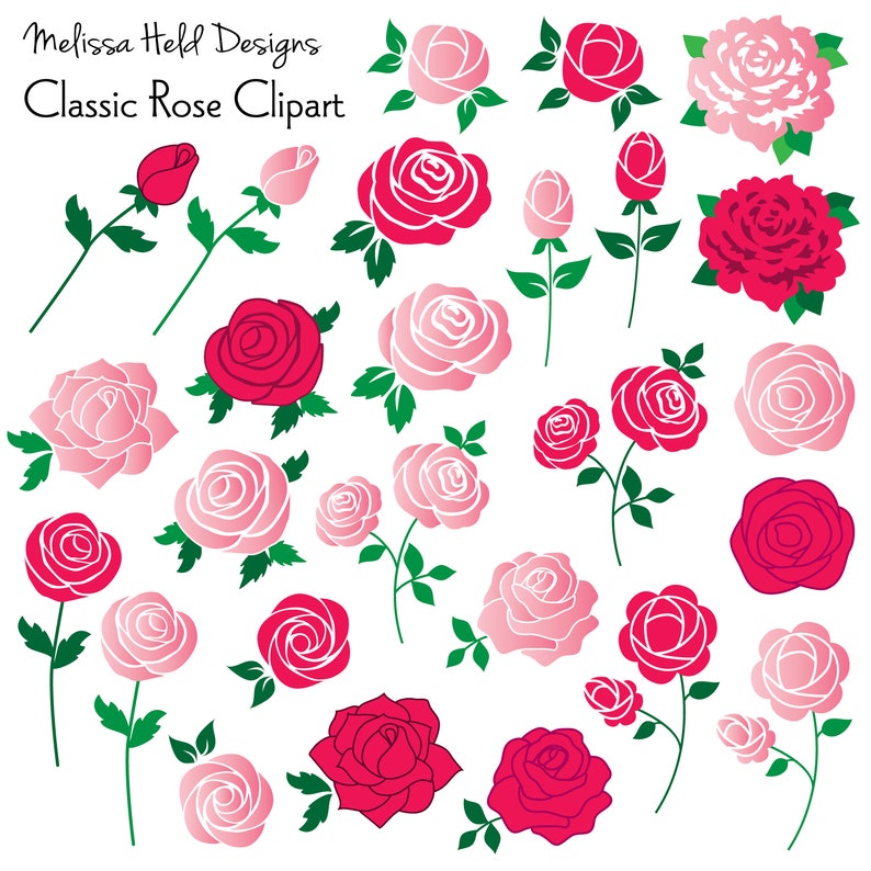 Classic Rose Digital Clipart - Etsy