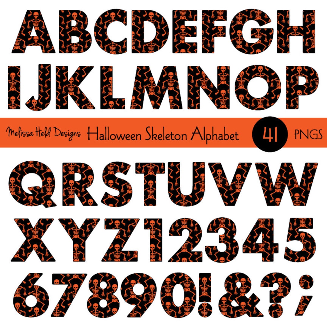 Halloween Skeleton Digital Clipart Alphabet - Etsy