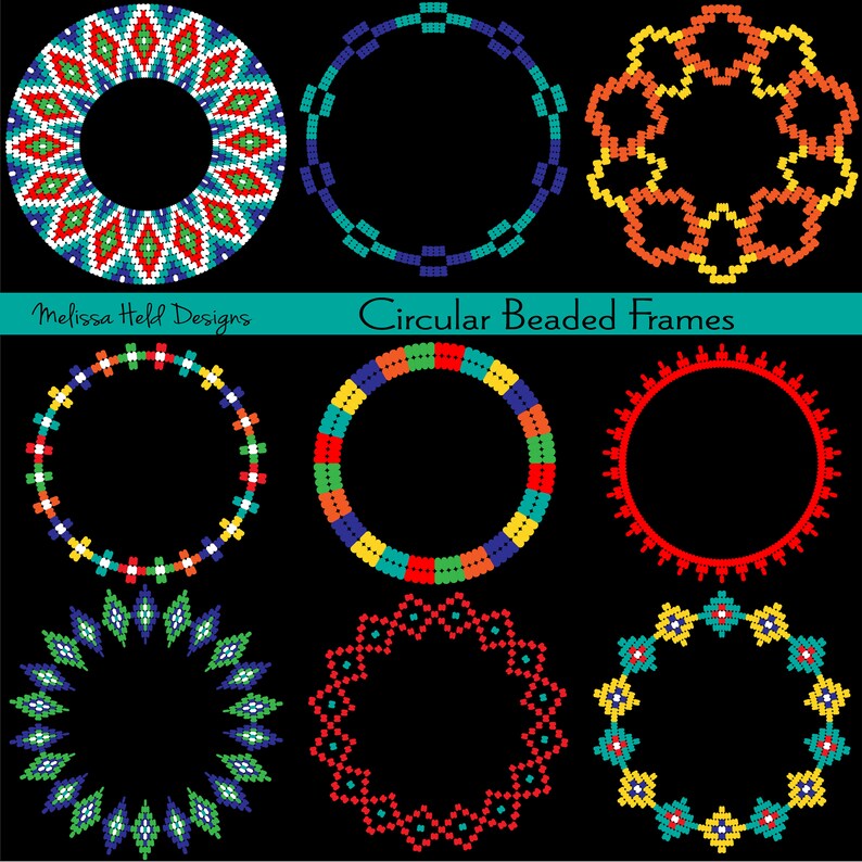 Circular Beaded Frames Digital Clipart - Etsy