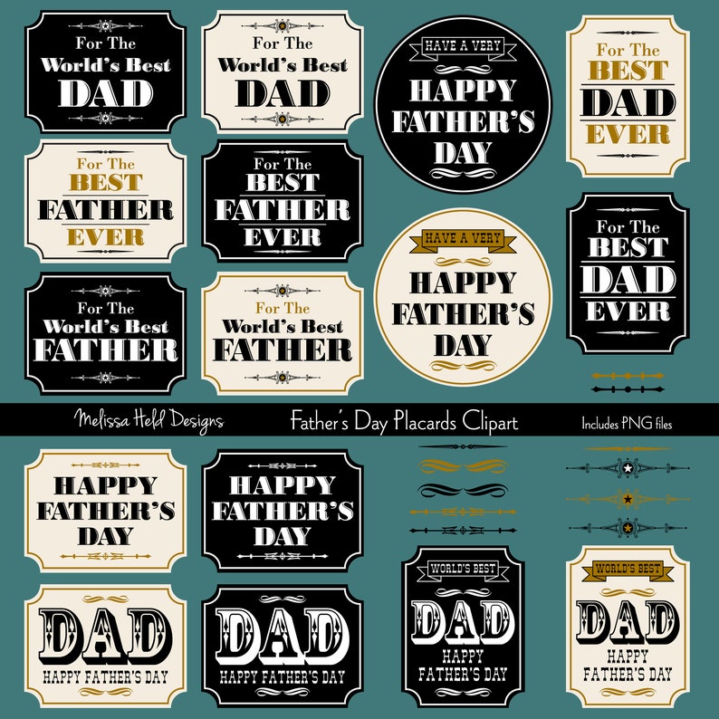 Father's Day Placard Digital Clipart - Etsy