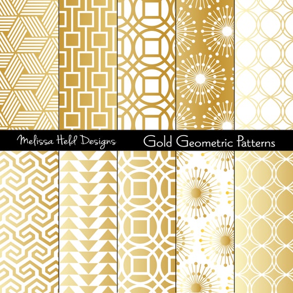 Gold Geometric Digital Patterns - Etsy