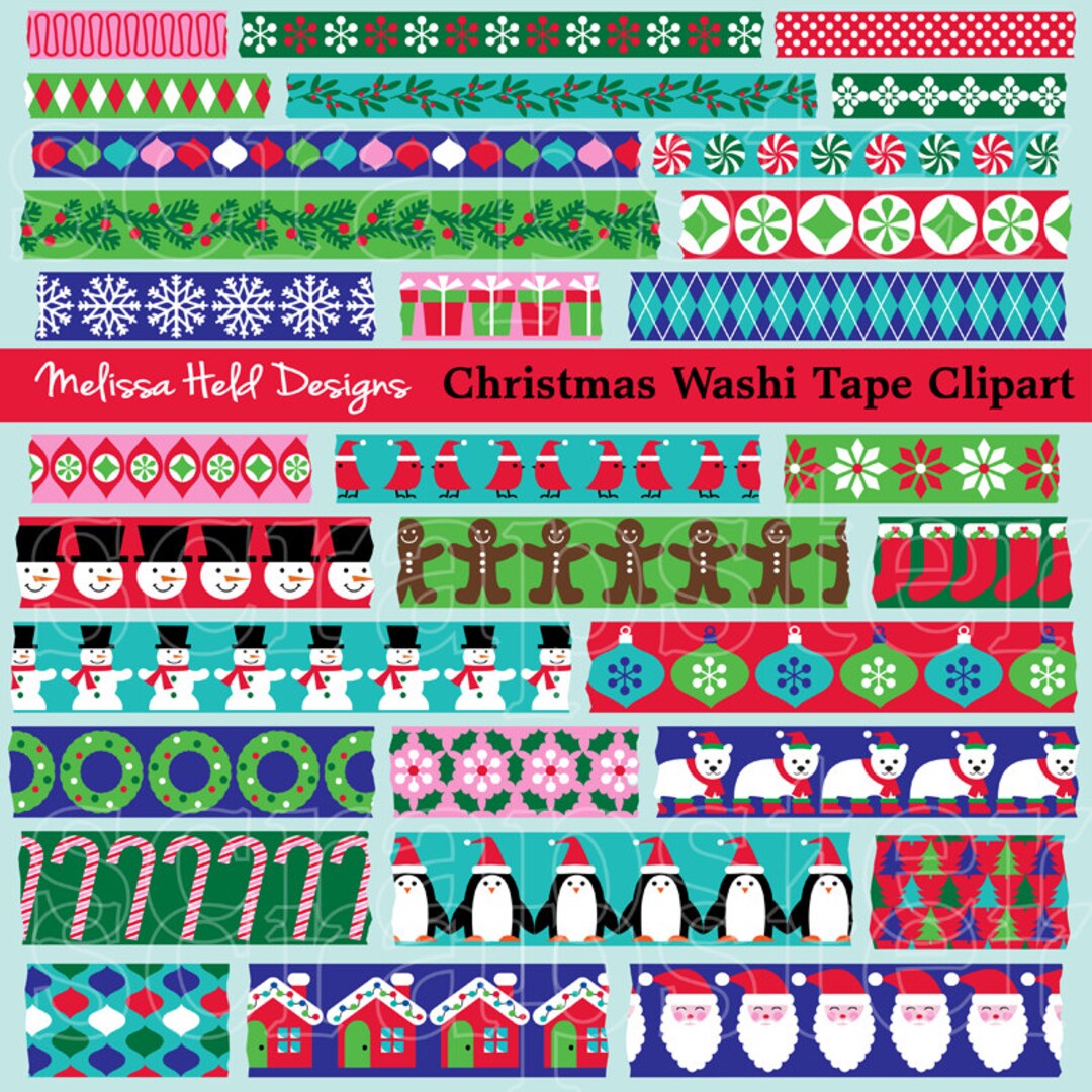Christmas Washi Tape Digital Clipart - Etsy
