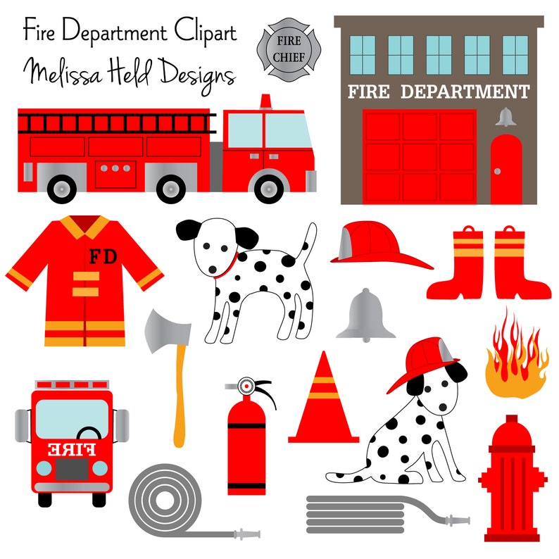 Fire Department Digital Clipart - Etsy