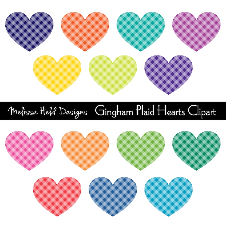 Gingham Plaid Hearts Digital Clipart - Etsy