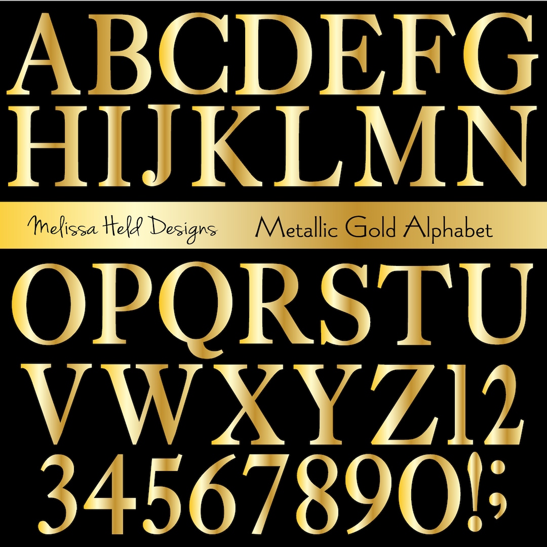 Metallic Gold Digital Alphabet - Etsy
