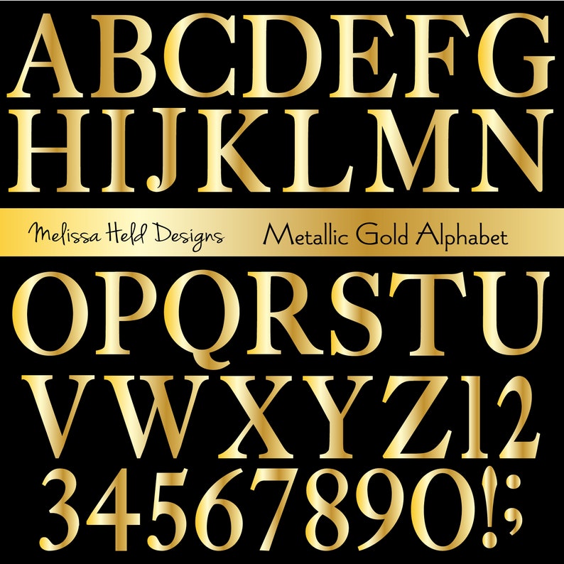 Metallic Gold Digital Alphabet - Etsy
