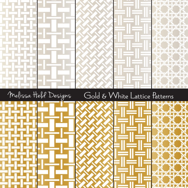 Silver and Gold Digital Lattice Patterns - Etsy