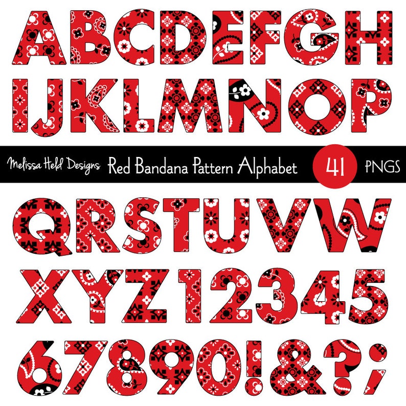 Red Bandana Pattern Alphabet - Etsy