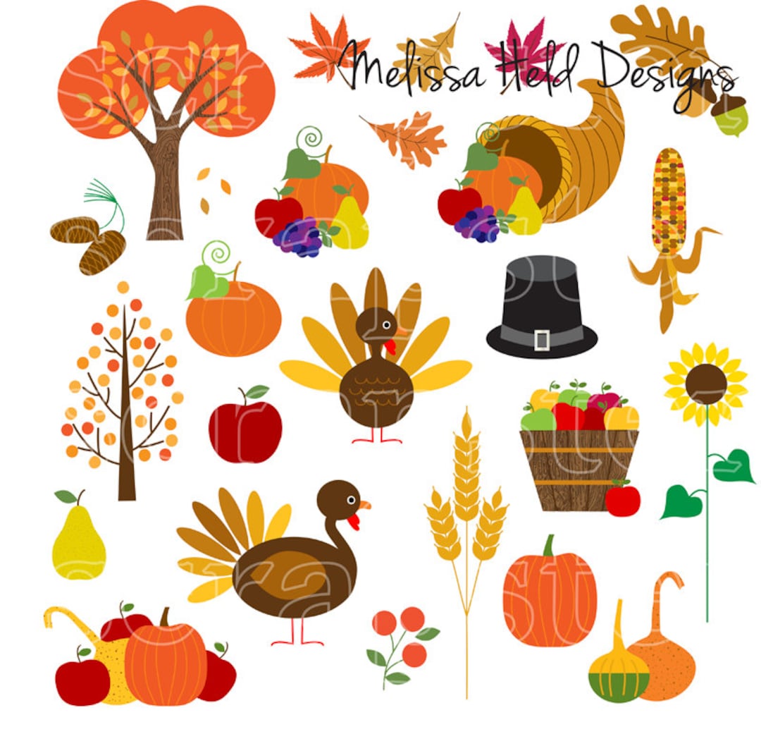 Thanksgiving Digital Clipart - Etsy