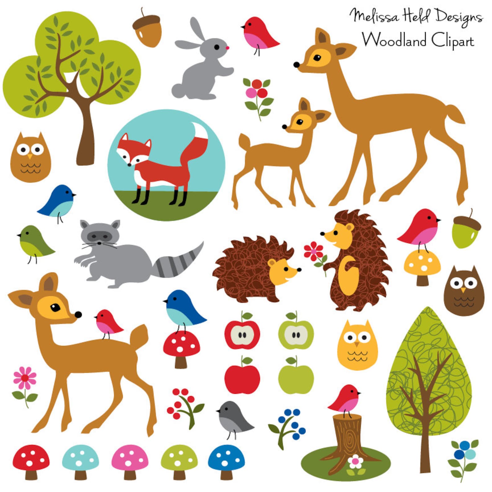 Woodland Animals Digital Clipart | Etsy