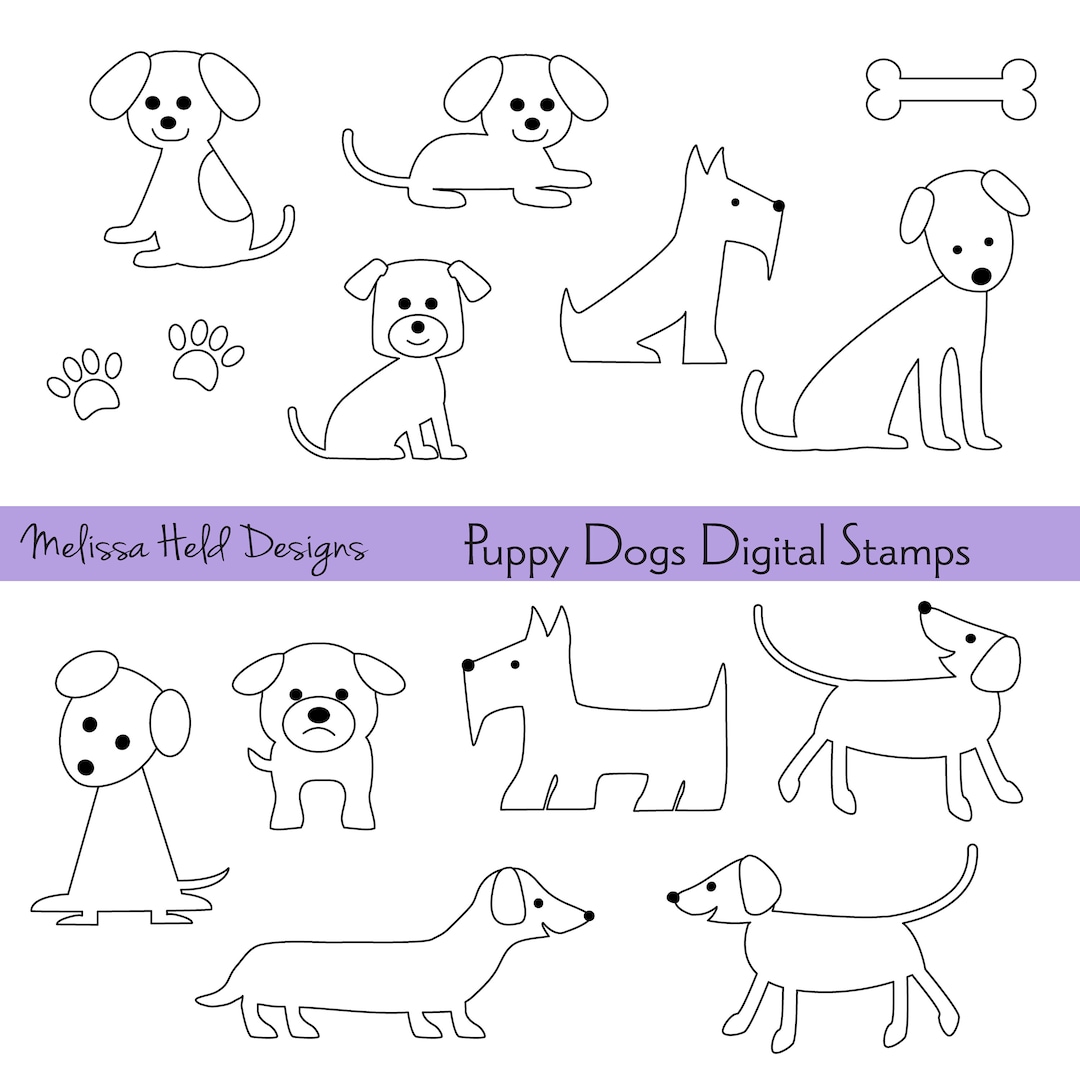 Puppy Dog Digital Stamps Clipart - Etsy