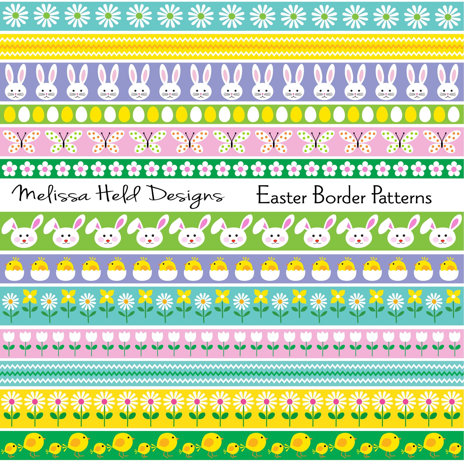 Easter Border Patterns Digital Clipart - Etsy