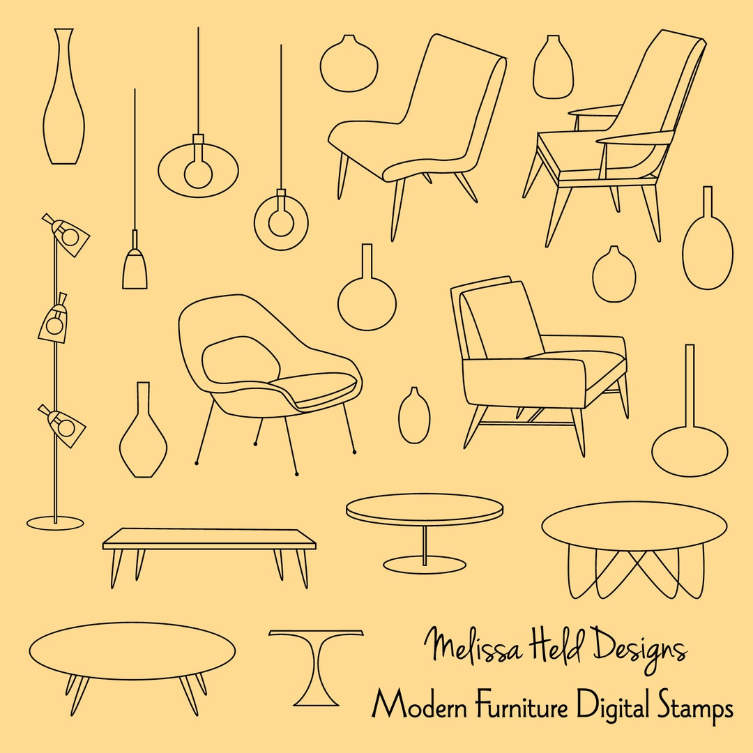 Modern Furniture Digital Clipart - Etsy