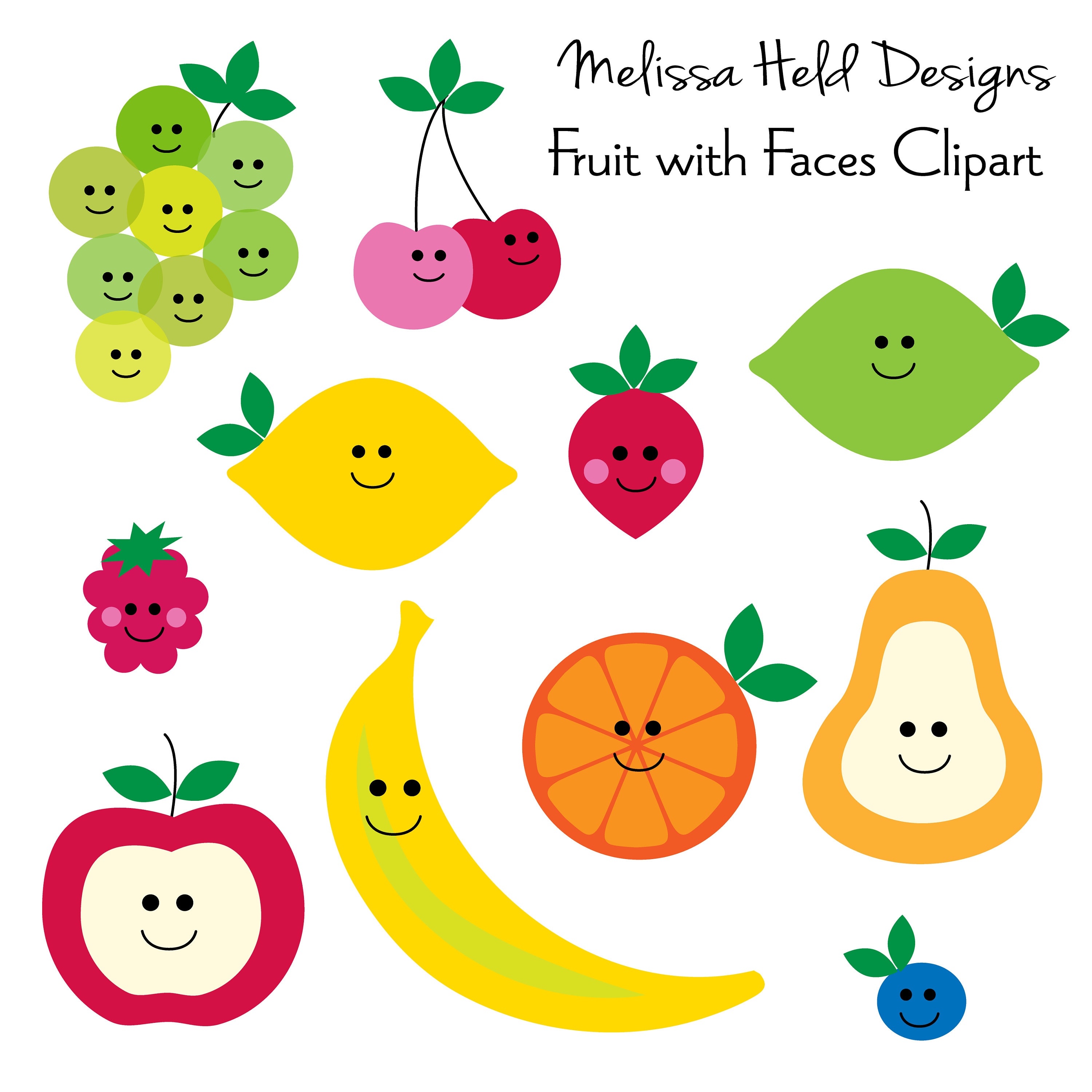 Fruit With Faces Clip Art