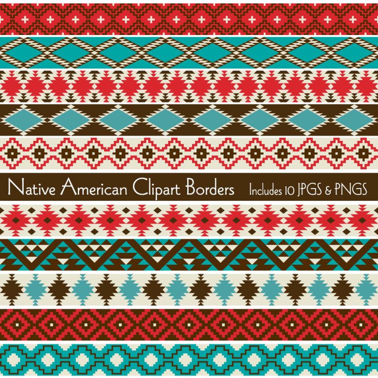 Native American Digital Clipart Border Patterns - Etsy