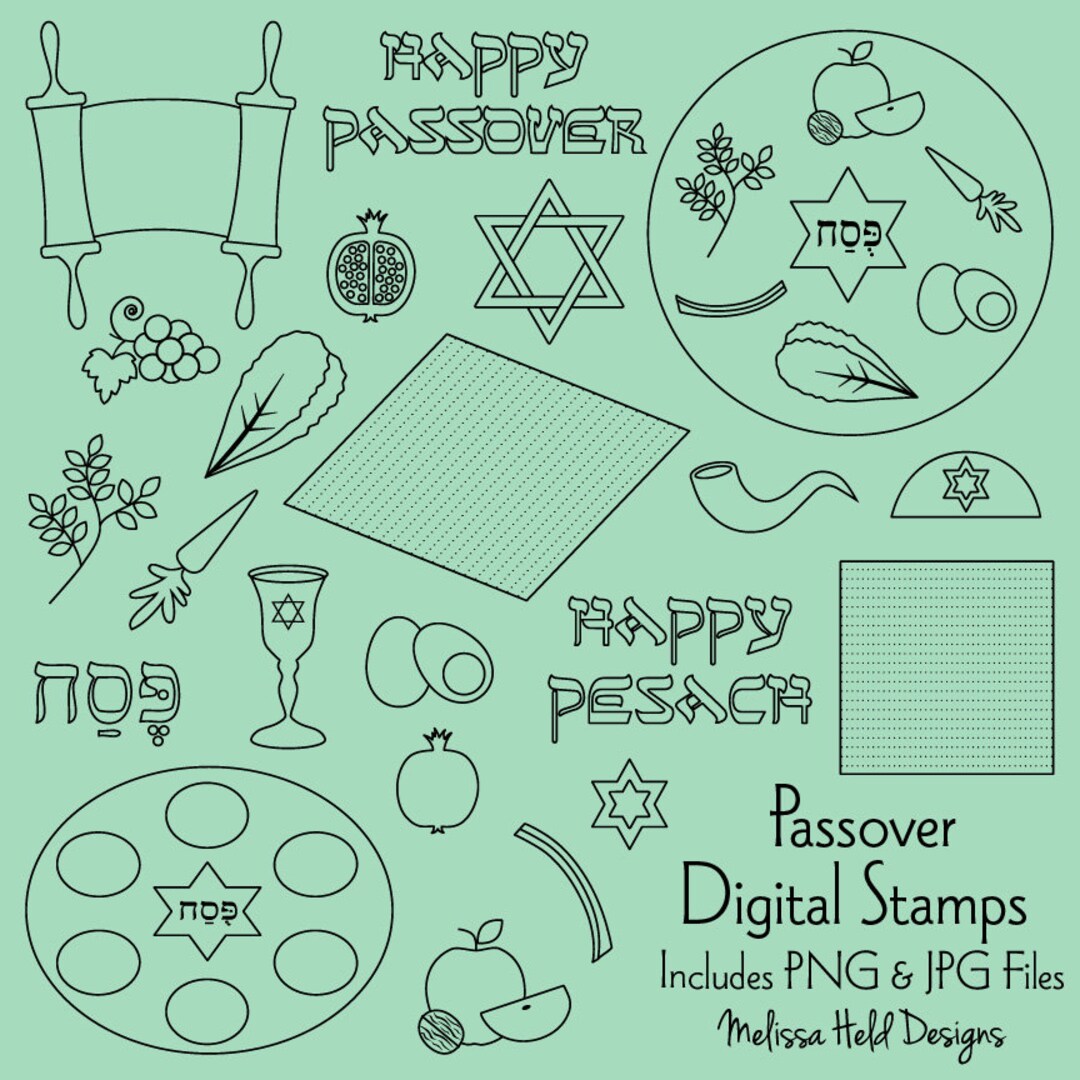 Passover Digital Stamps Clipart - Etsy