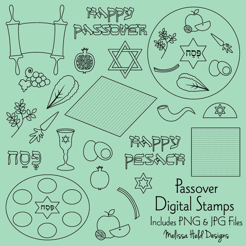 Passover Digital Stamps Clipart - Etsy