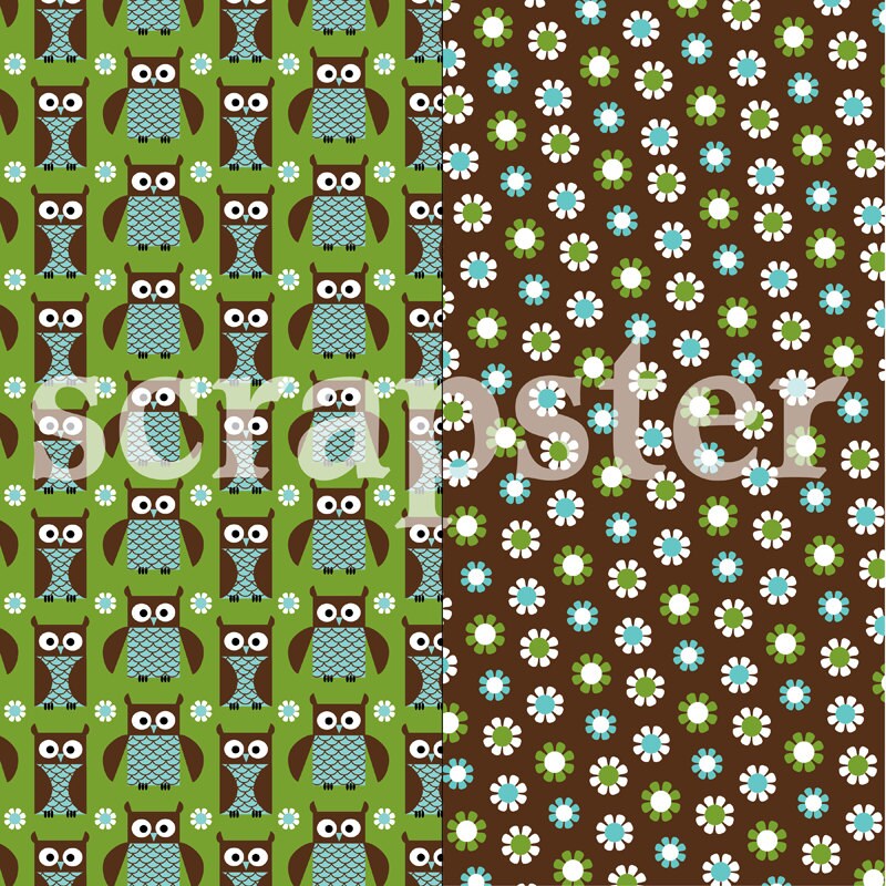 Blue & Green Owl Digital Patterns - Etsy