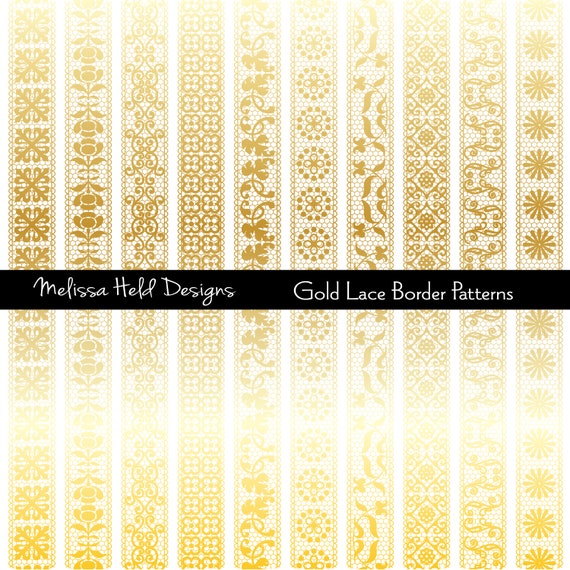 Gold Lace Border Patterns Digital Clipart | Etsy