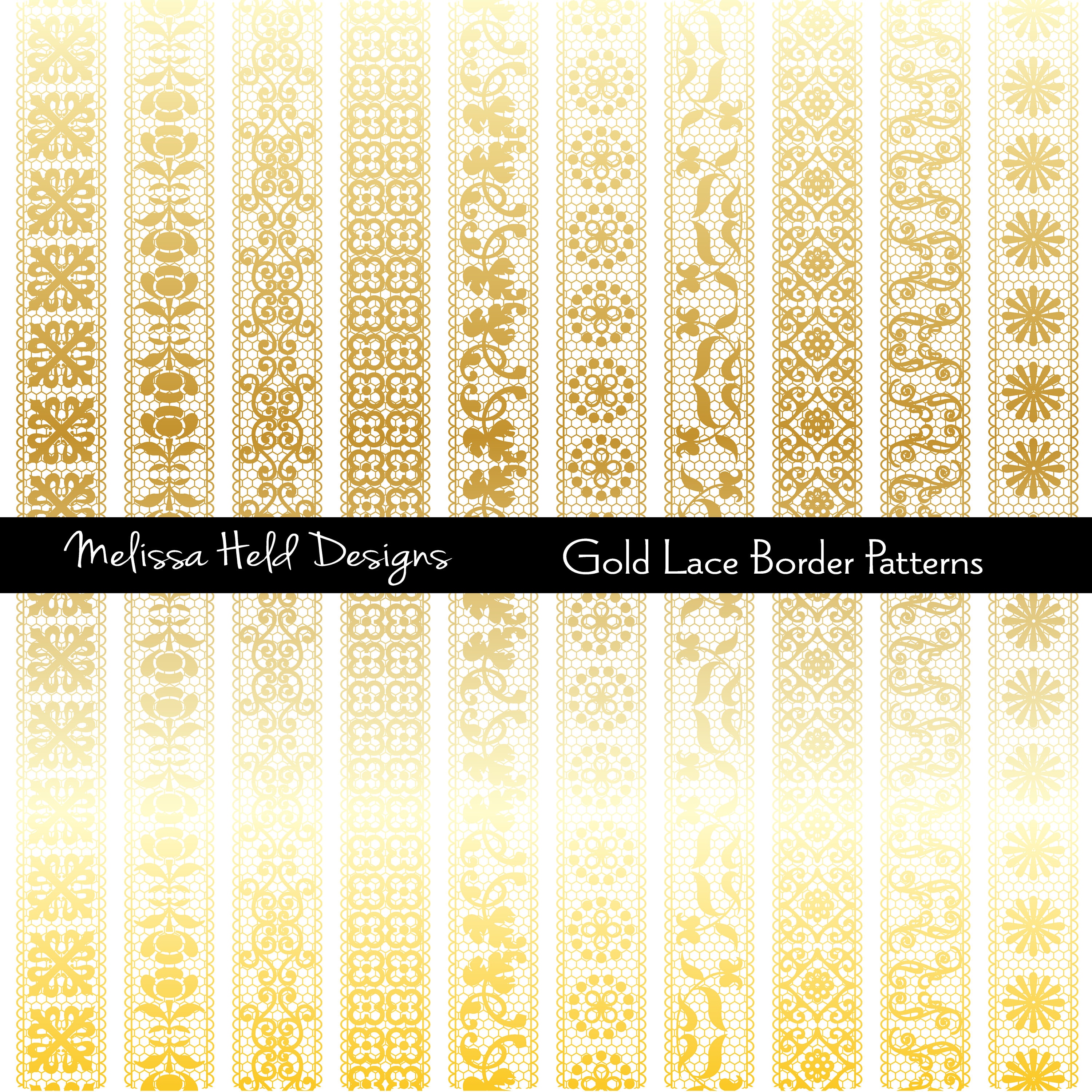 Gold Lace Border Patterns Digital Clipart - Etsy
