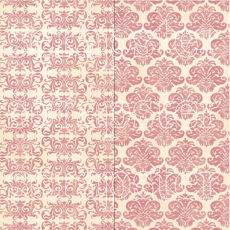 Rose Damask Digital Patterns - Etsy