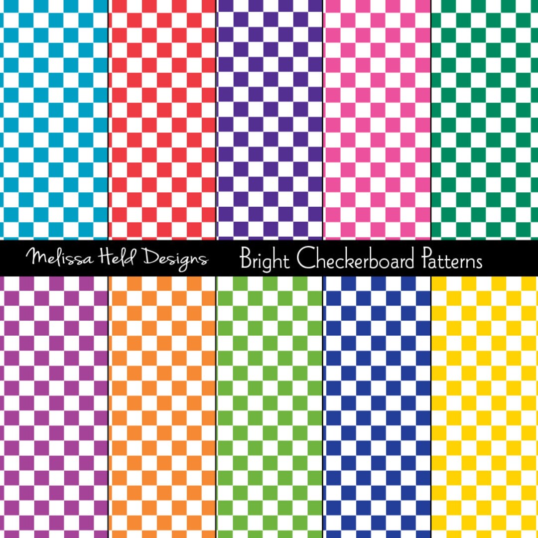 Bright Checkerboard Digital Patterns - Etsy