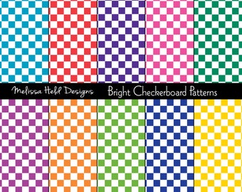 Tinted Checkerboard Digital Paper 100 Rainbow Colors Checkered Check ...