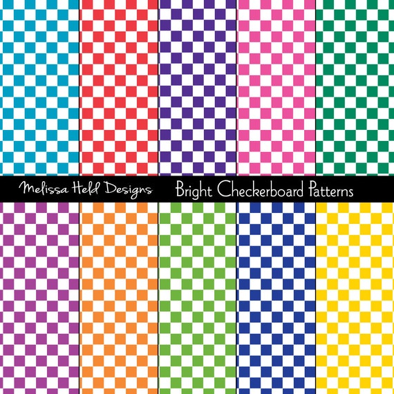 Bright Checkerboard Digital Patterns - Etsy