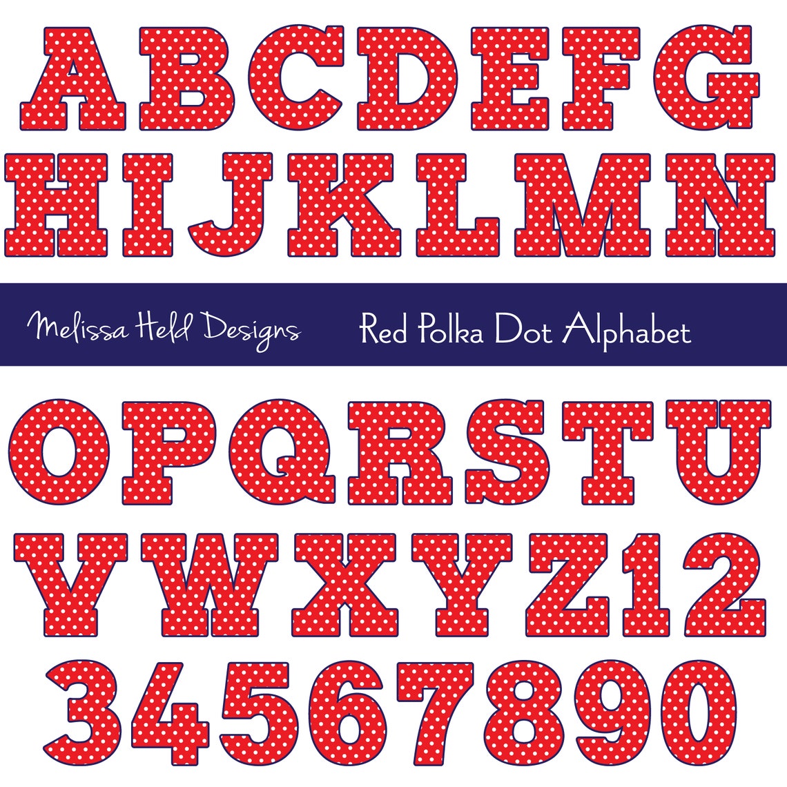 Red Polka Dot Digital Alphabet - Etsy