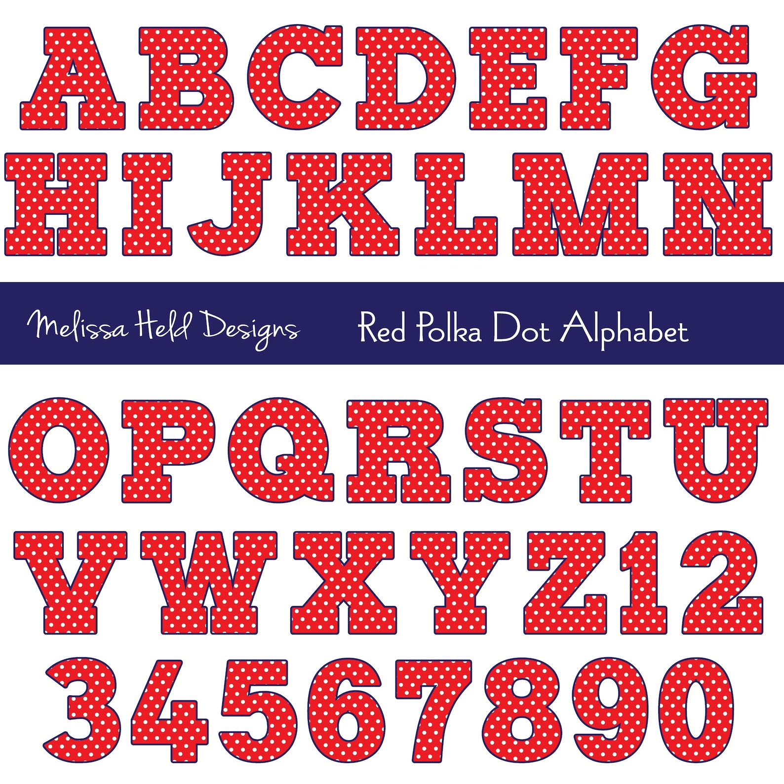 Red Polka Dot Digital Alphabet - Etsy