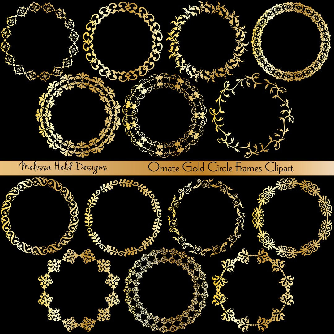 Ornate Gold Circle Frames Digital Clipart - Etsy