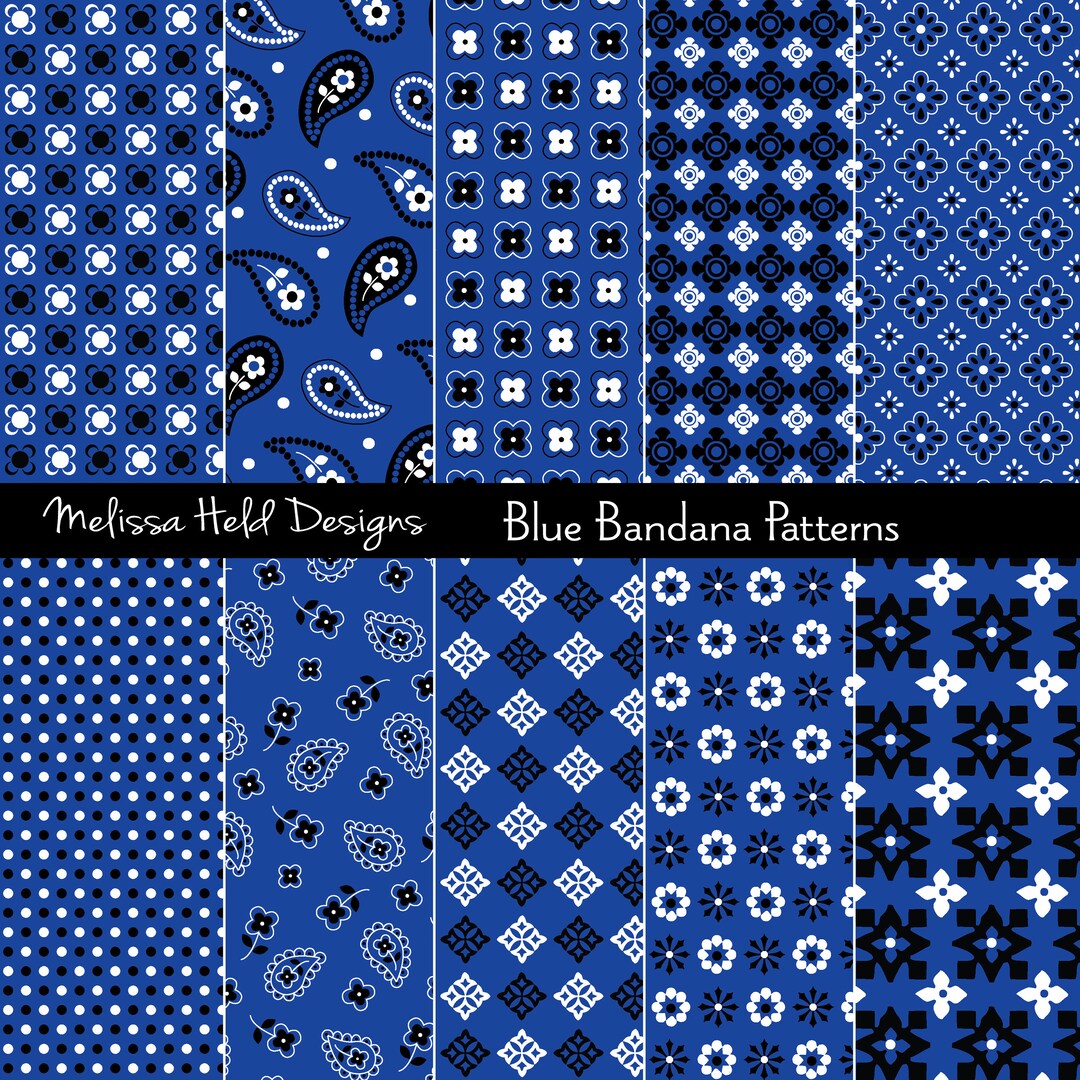 Blue Bandana Digital Patterns - Etsy