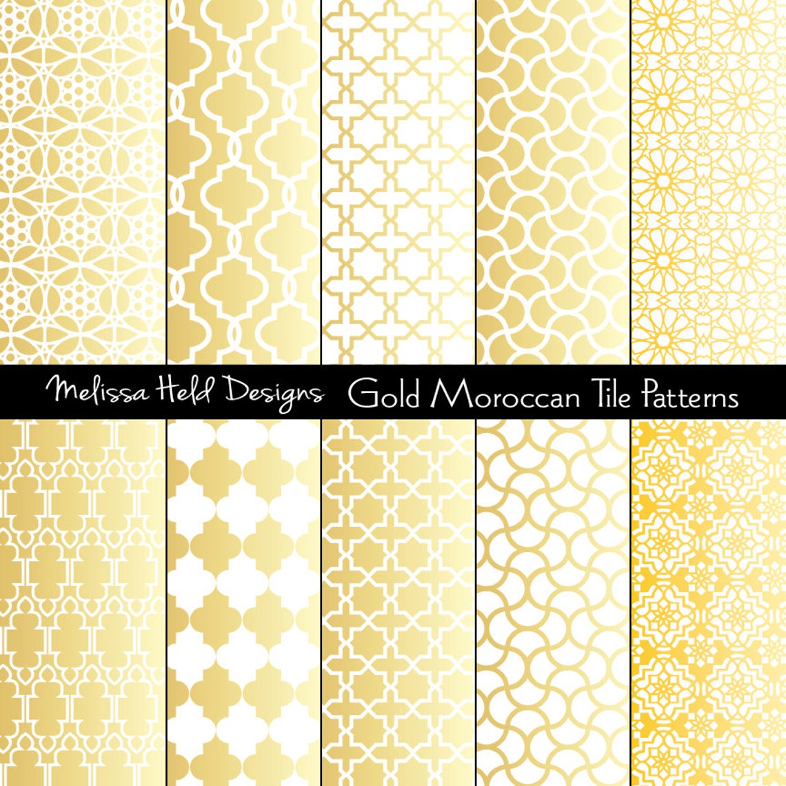 Gold Moroccan Tile Digital Patterns - Etsy