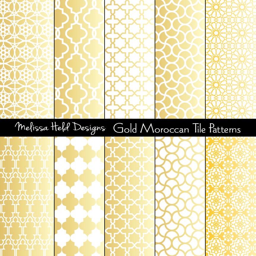 Gold Moroccan Tile Digital Patterns - Etsy