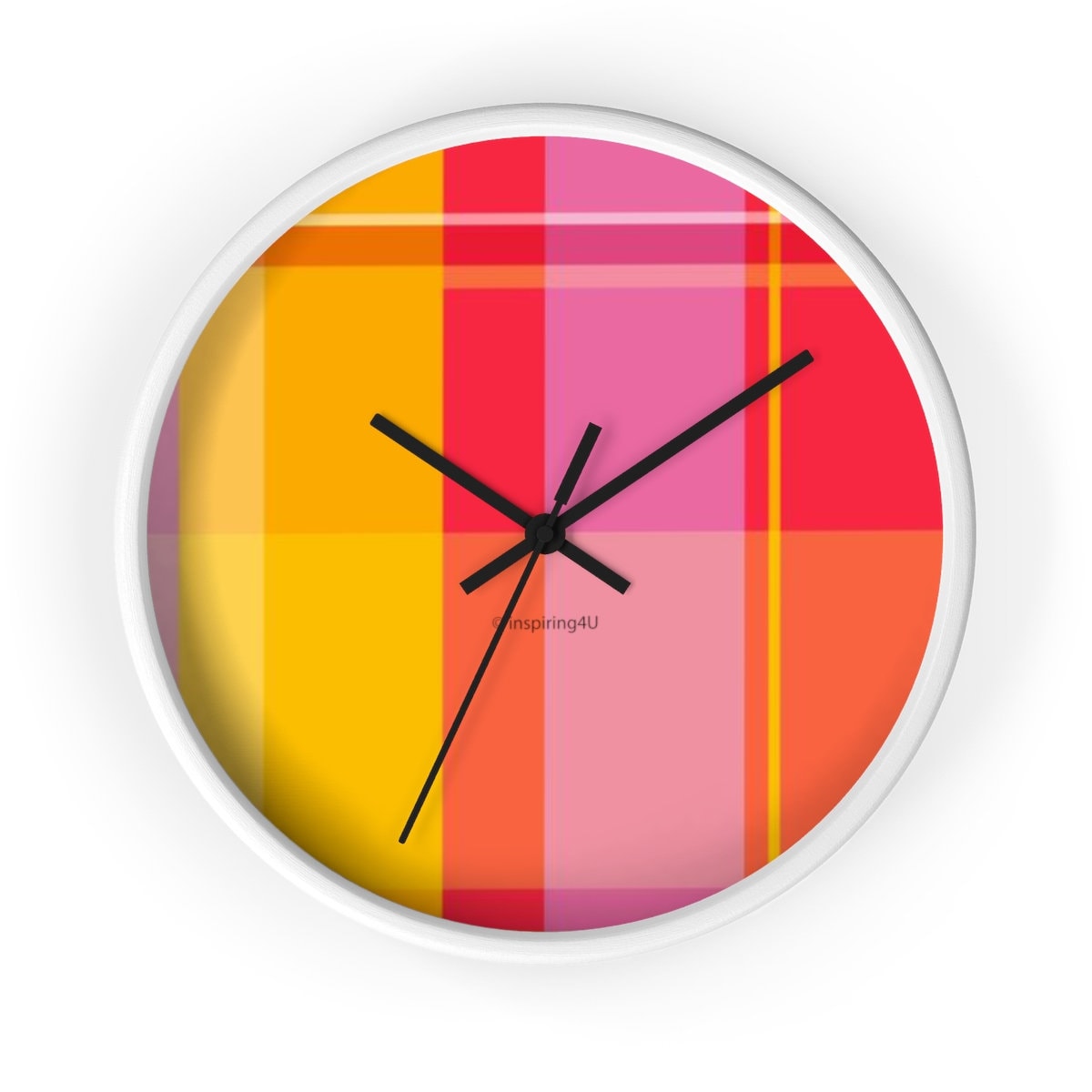 Colorful Wall Clock. Office Wall Decor Clock. Red, Pink & Orange Wall ...