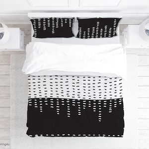 Modern Black-white Graphic Lines Bedding Set: Duvet Cover and ...