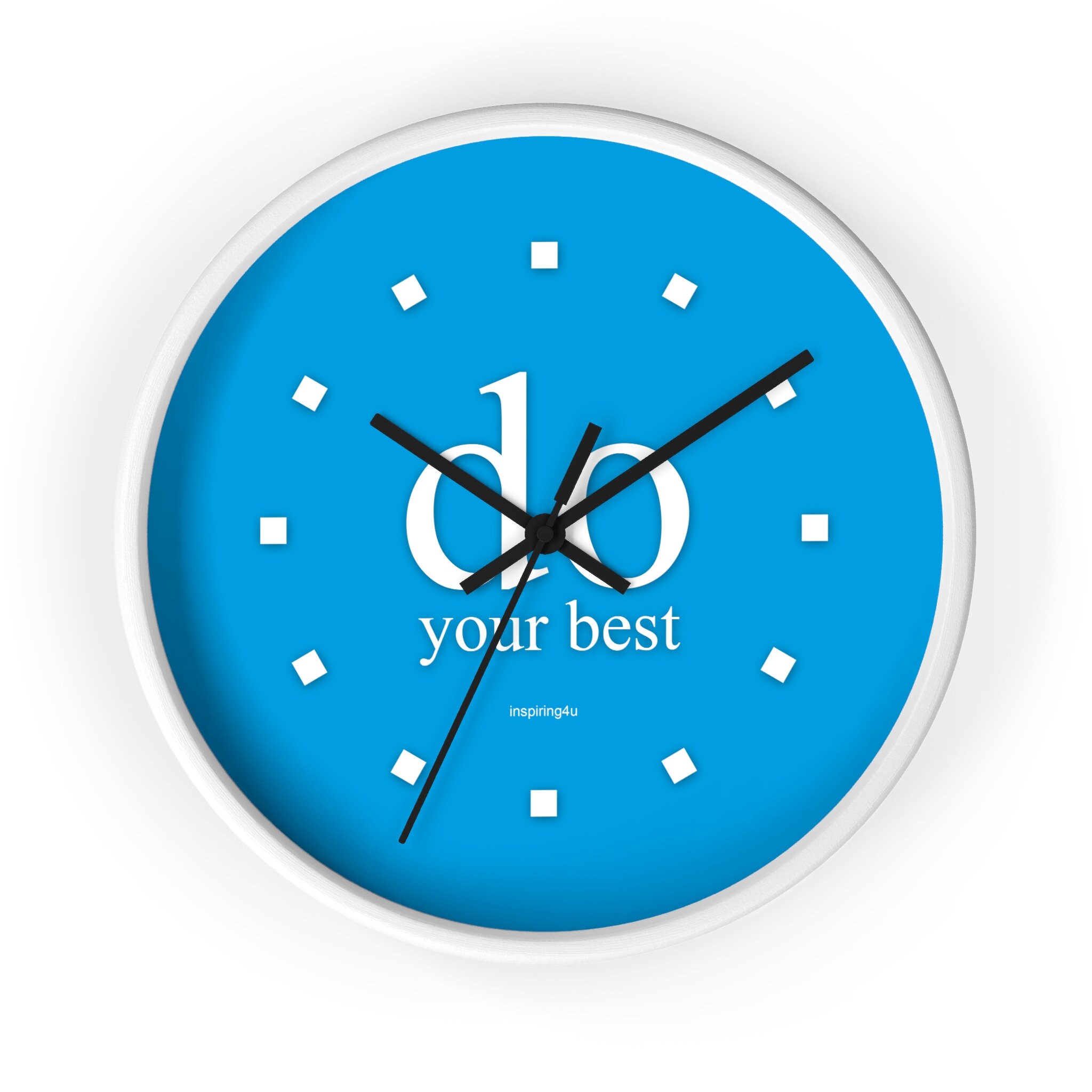 Light Blue Wall Clock. Office Wall Decor Clock With Motivational Quote ...