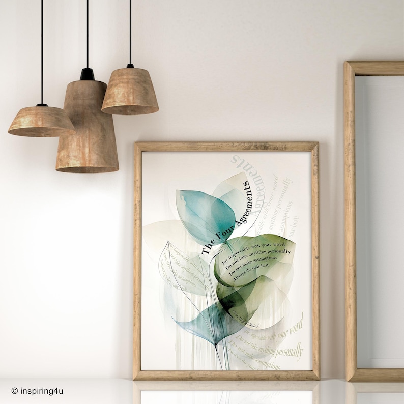 The Four Agreements Wall Art Poster for Healing Spaces and Mindfulness ...