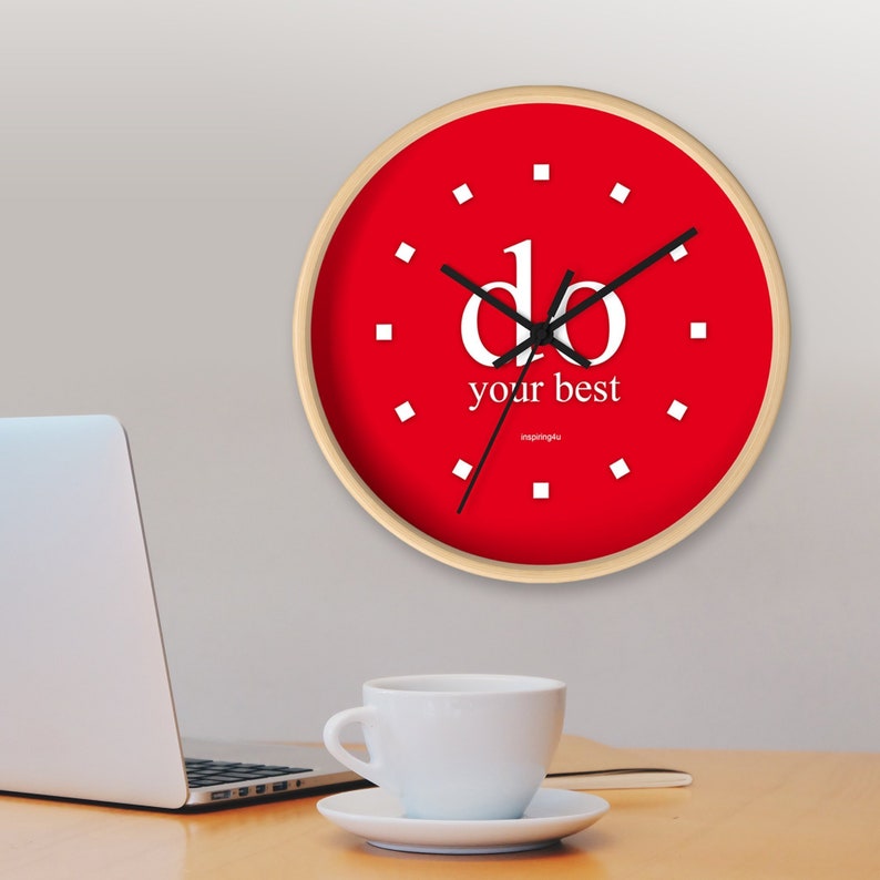 Red Wall Clock "do Your Best". Office Wall Decor Clock With ...