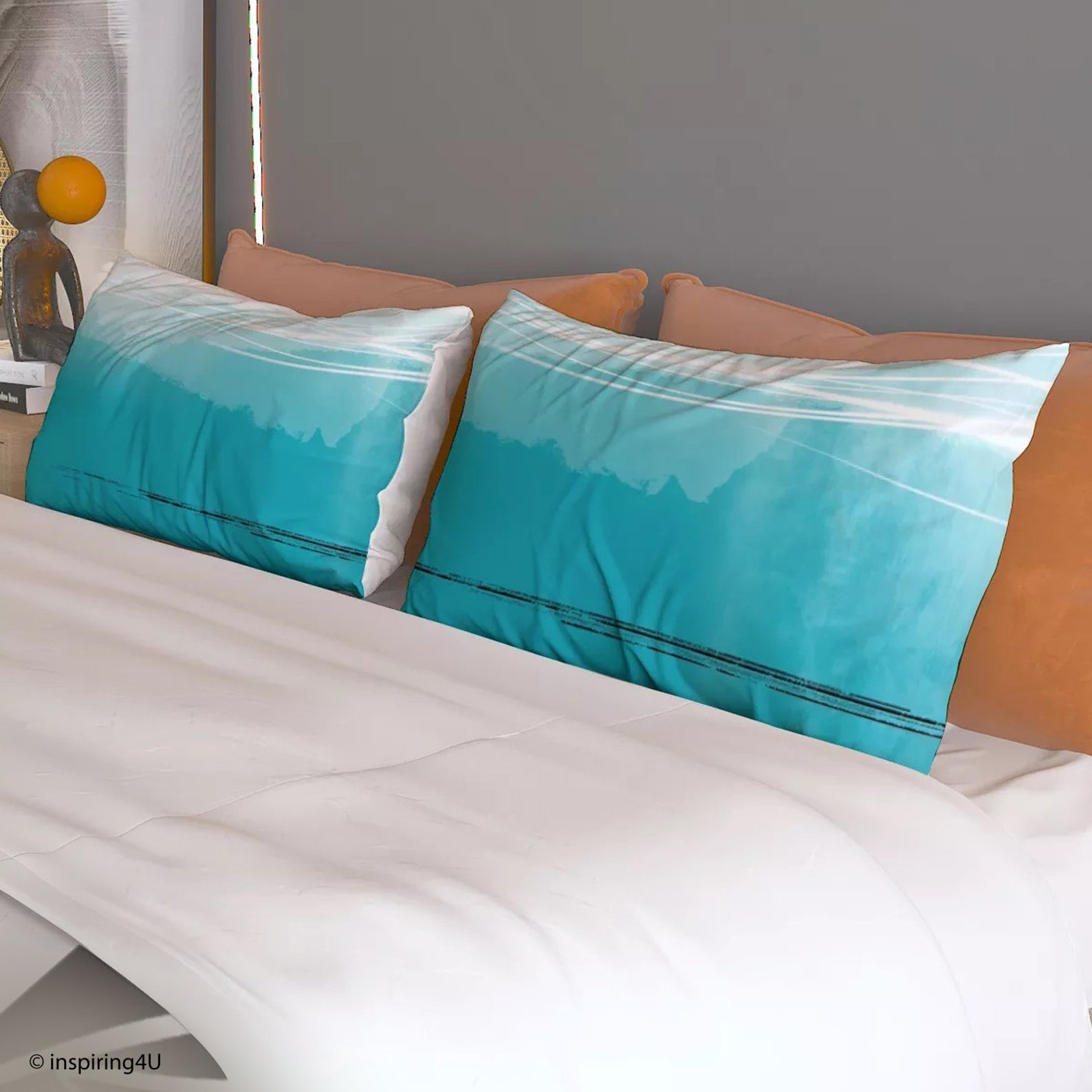 Blue Artistic Graphic Bedding Set. Inspiring Quote. Contemporary Duvet ...