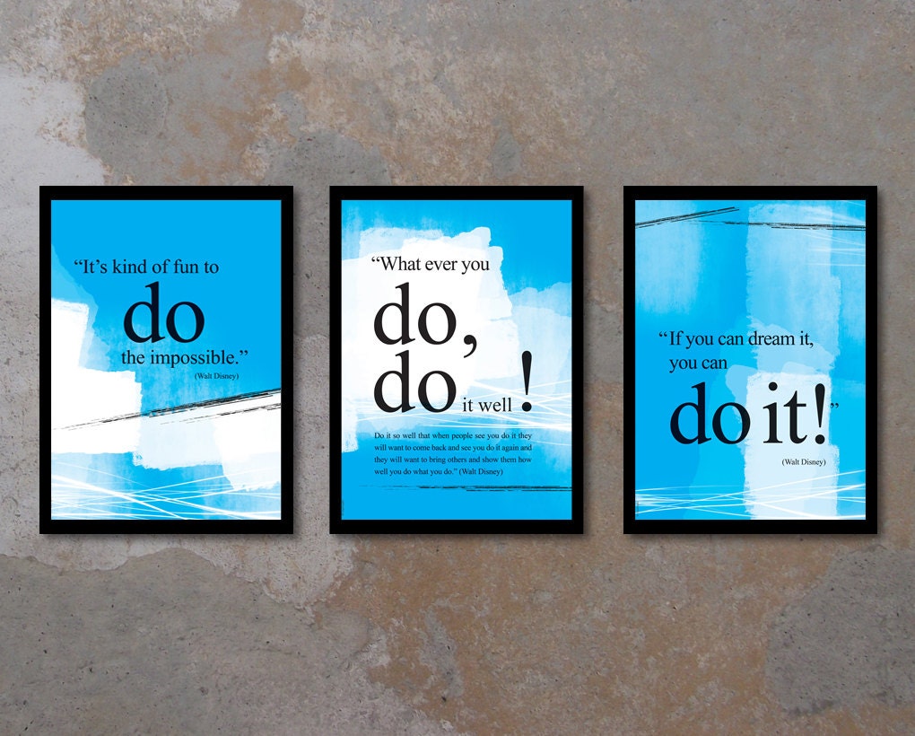 SET of 3 Motivational Poster, Walt Disney Quotes Poster, If You Can ...