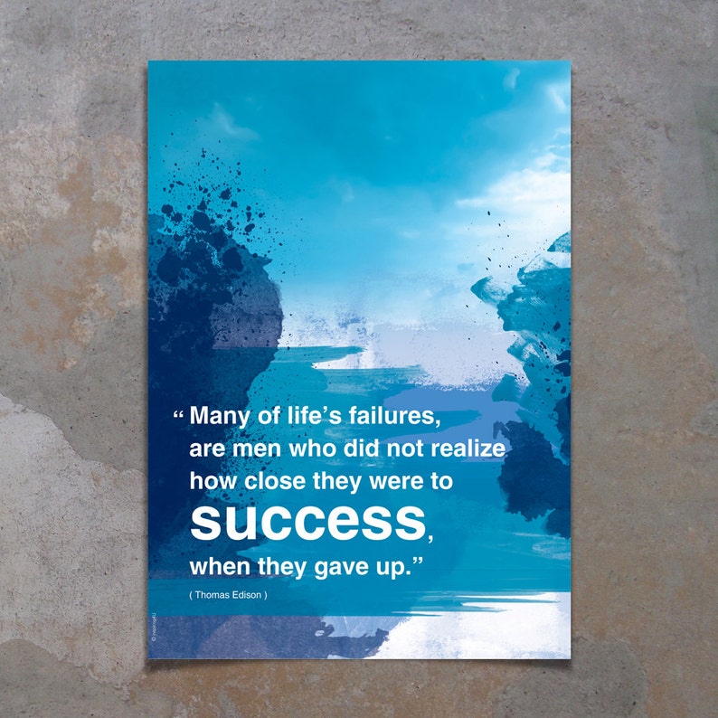 Blue Painting. Motivational Print. Success Inspiring Quote Poster ...