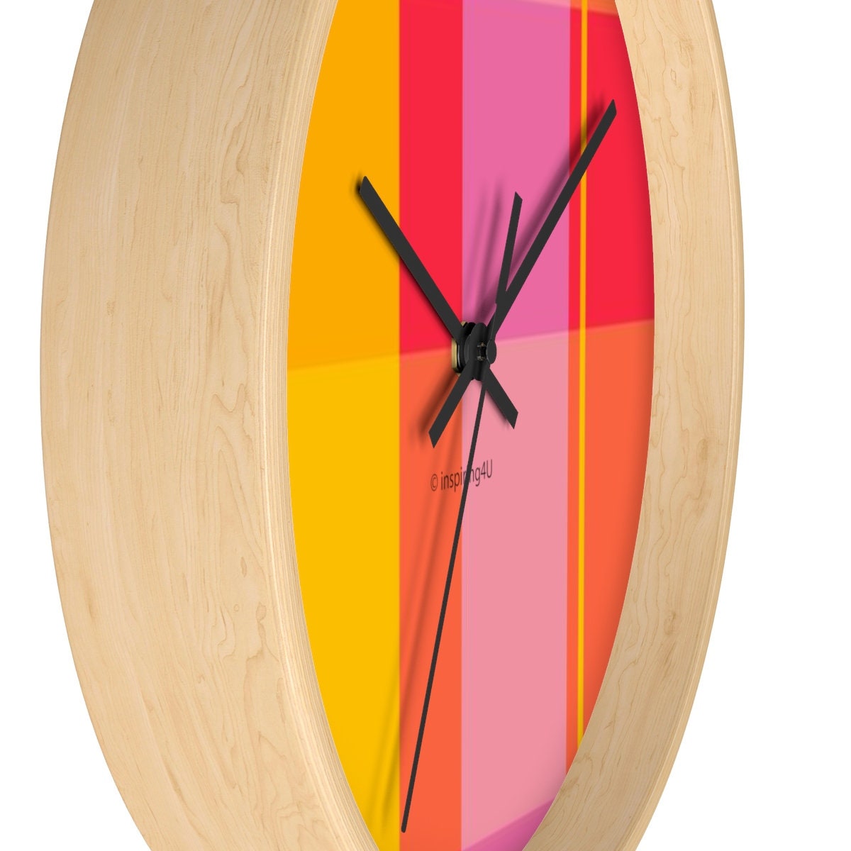 Colorful Wall Clock. Office Wall Decor Clock. Red, Pink & Orange Wall ...