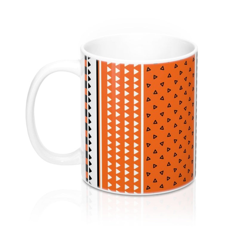 Orange Ceramic Coffee Mug, Triangles Pattern Mug, Office Tea Mug, Mug ...